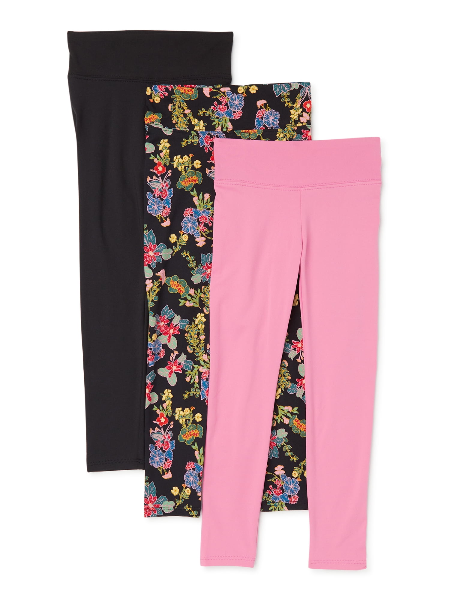 Wonder Nation Girls Super Soft Leggings, 3-Pack, Sizes 4-18 & Plus ...