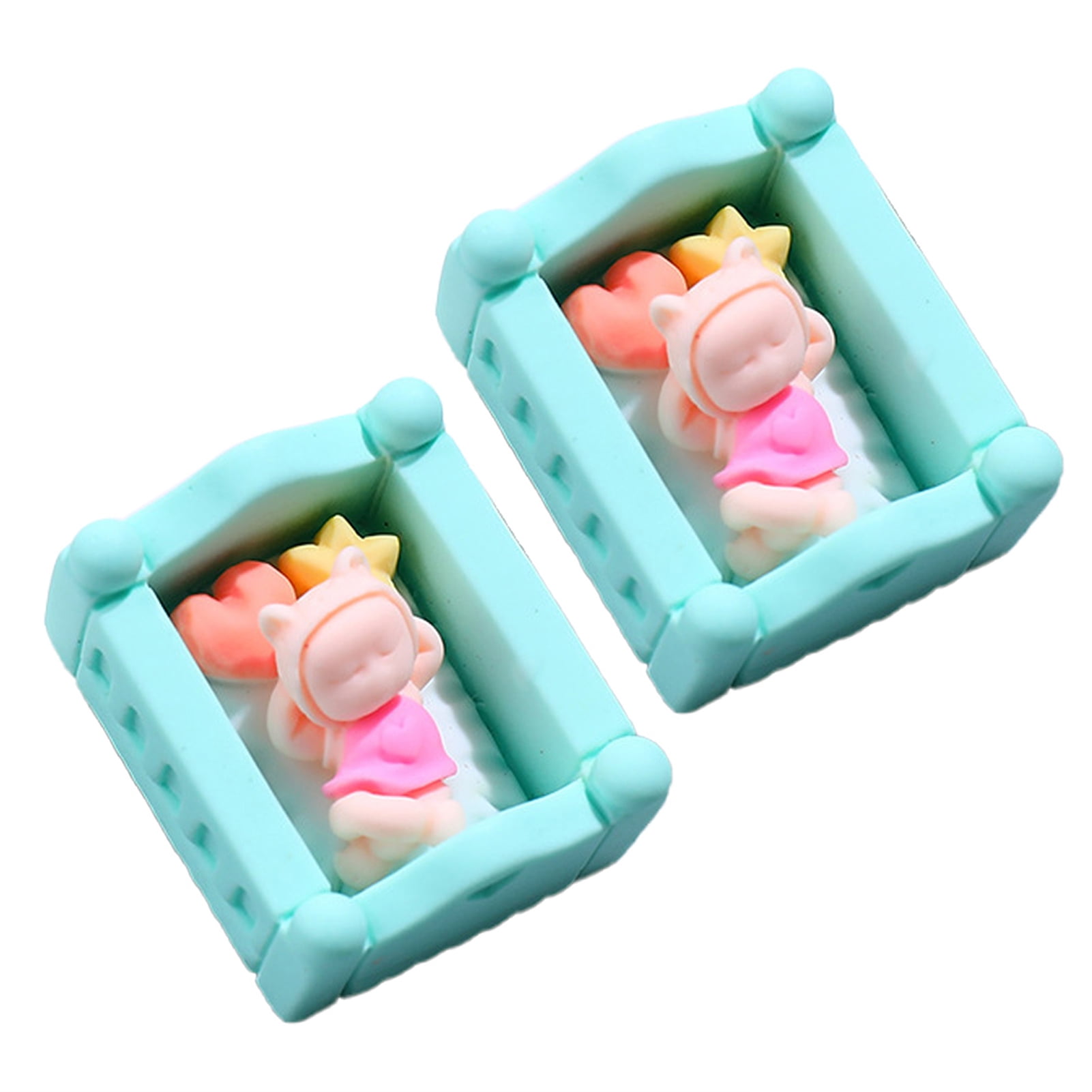 Miniature Baby Bed Cartoon Realistic Plastic Doll House Ornament Baby ...