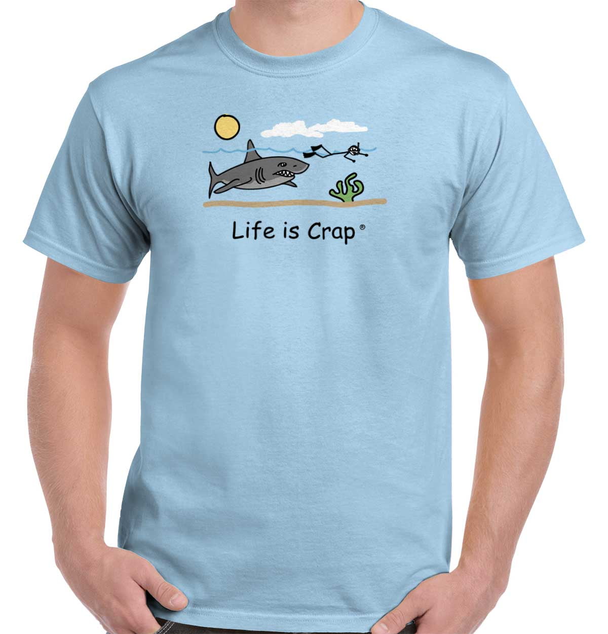 Life is Crap Snorkel Shark Funny Shirt | Cool Gift Idea Cute T-Shirt ...