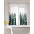 Winter Snowflake Sheer Curtains for Bedroom Living Room, Green Pine ...