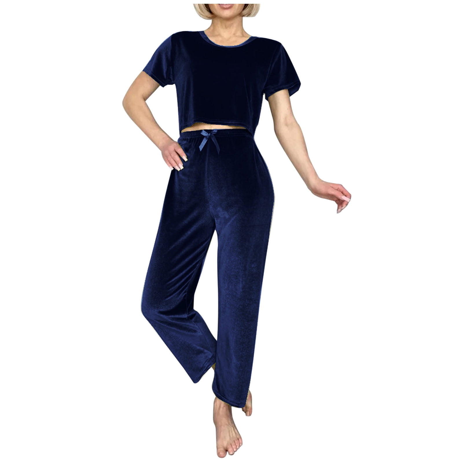 Click here for Tarylea Velour Pajamas For Women Short Sleeve Crew... prices