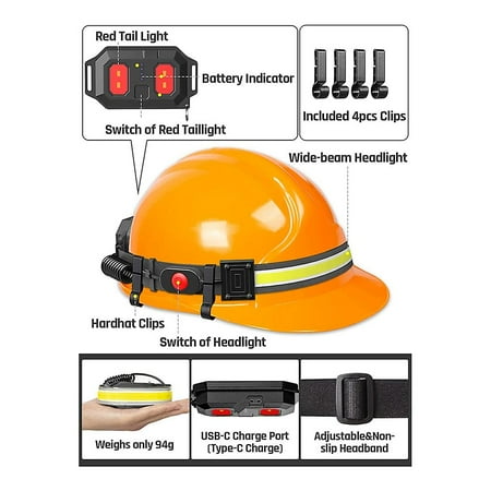 2pc Rechargeable Led Headlights,230 With Red Taillight, For Runners ...