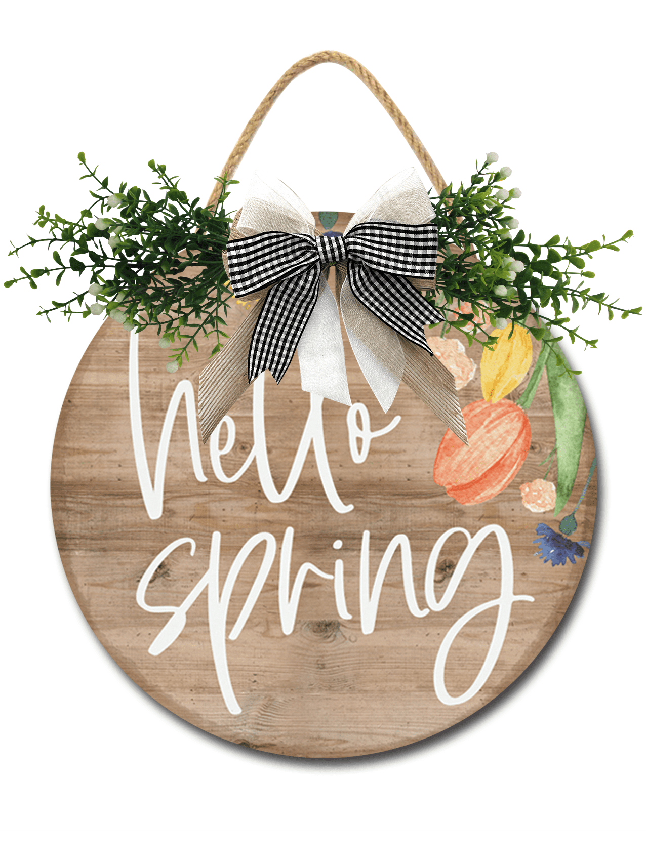 Front Door Porch Decorations Hello Spring Door Hanging Sign 11 inch ...