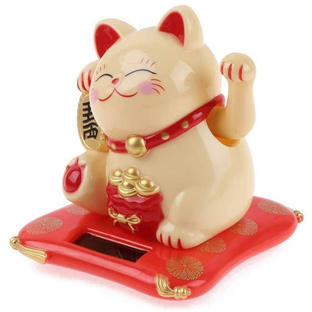 Maneki Neko Solar Powered Lucky Cat, Japanese Fortune Cat Waving Arm (A ...