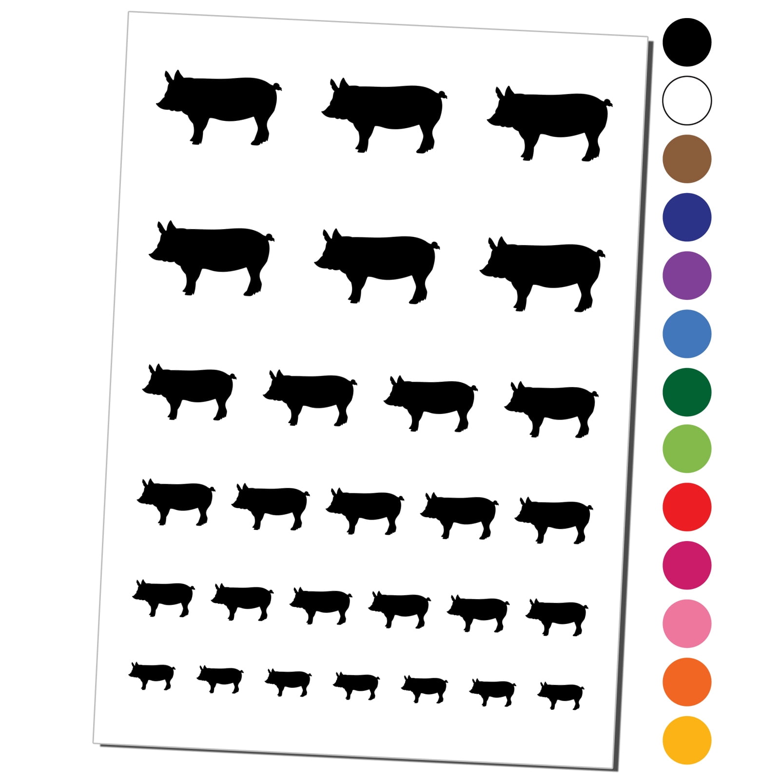 Solid Pig Farm Animal Water Resistant Temporary Tattoo Set Fake Body ...