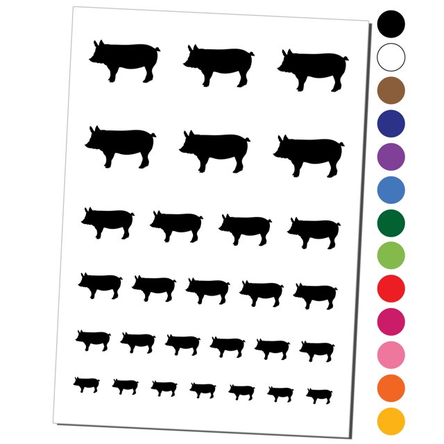 Solid Pig Farm Animal Water Resistant Temporary Tattoo Set Fake Body ...