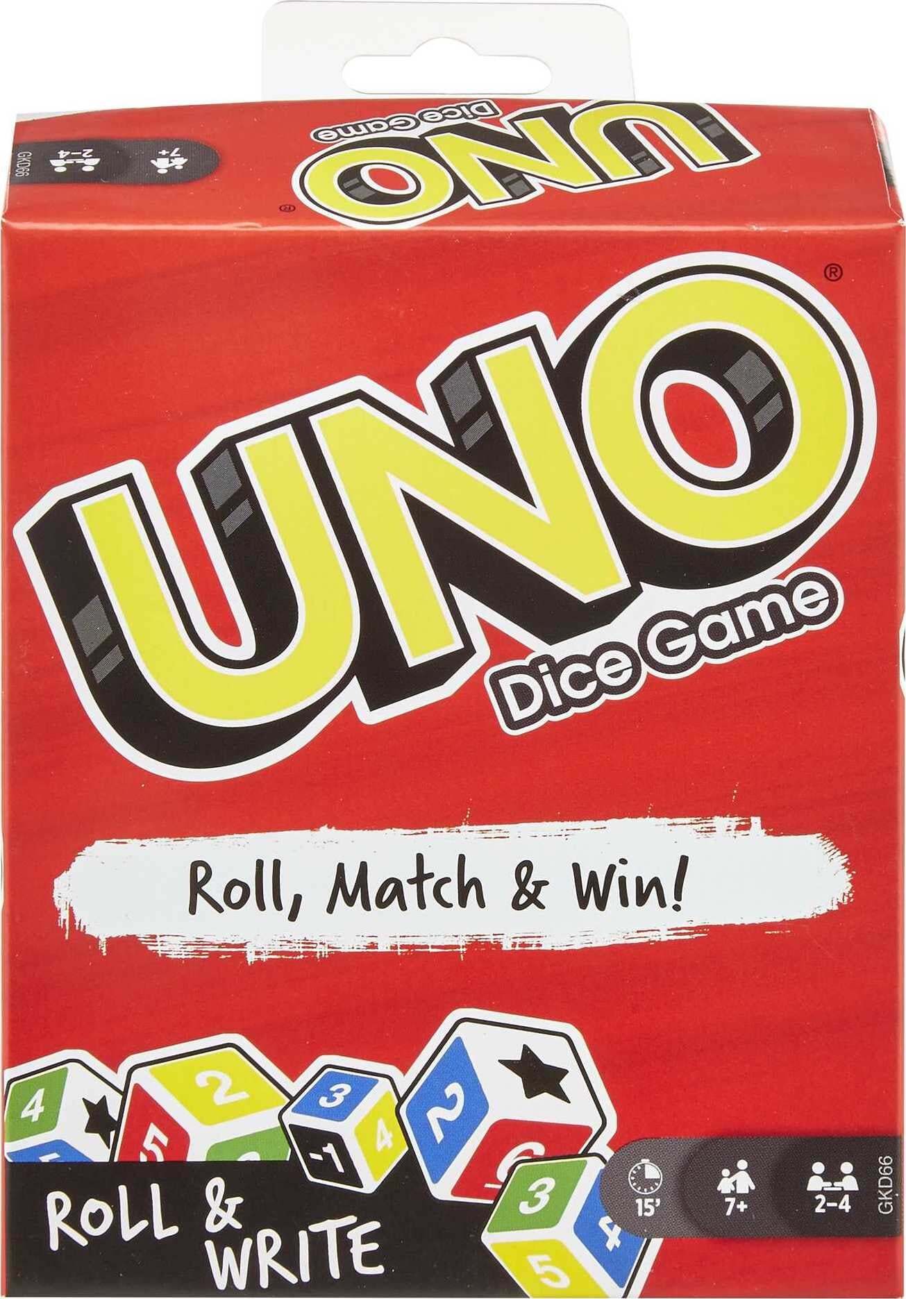 UNO Family Dice Matching Game for Game Night with 6 Dice and Eraseable ...