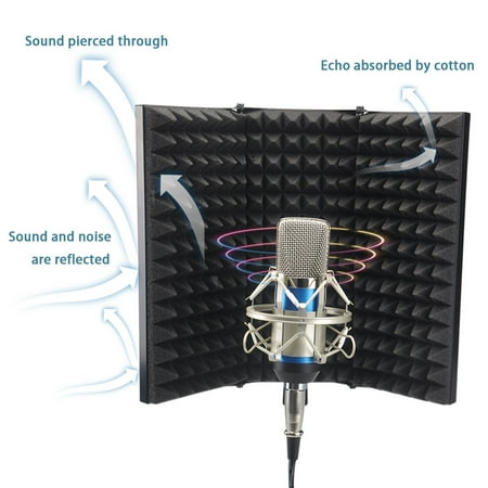 Microphone Acoustic Isolation Shield Foldable Adjustable Studio Sound ...