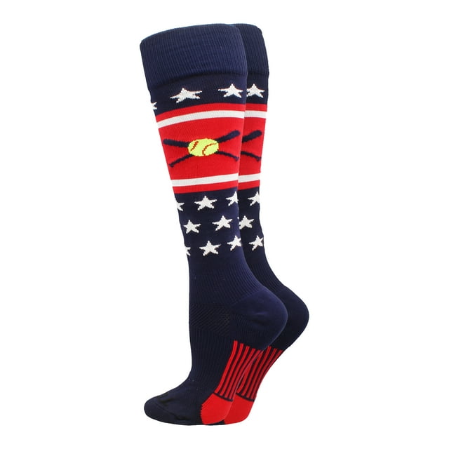 Patriotic USA Baseball Socks with Baseball Bats (Softball - Navy/Red ...