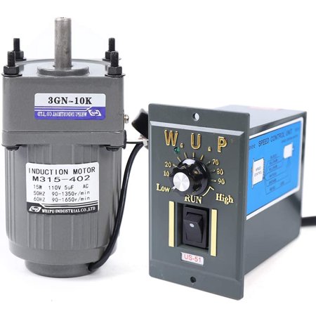 15W 10K AC110V 125 RPM Adjustable Variable Gear Reducer Motor with ...