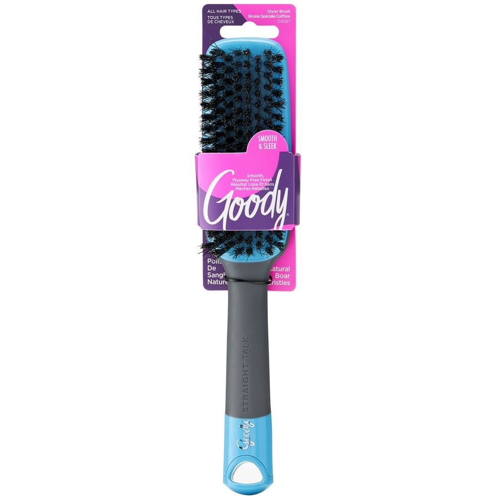 Goody Straight Talk Boar Bristle Hair Brush Gray and Blue 1 Ct ...