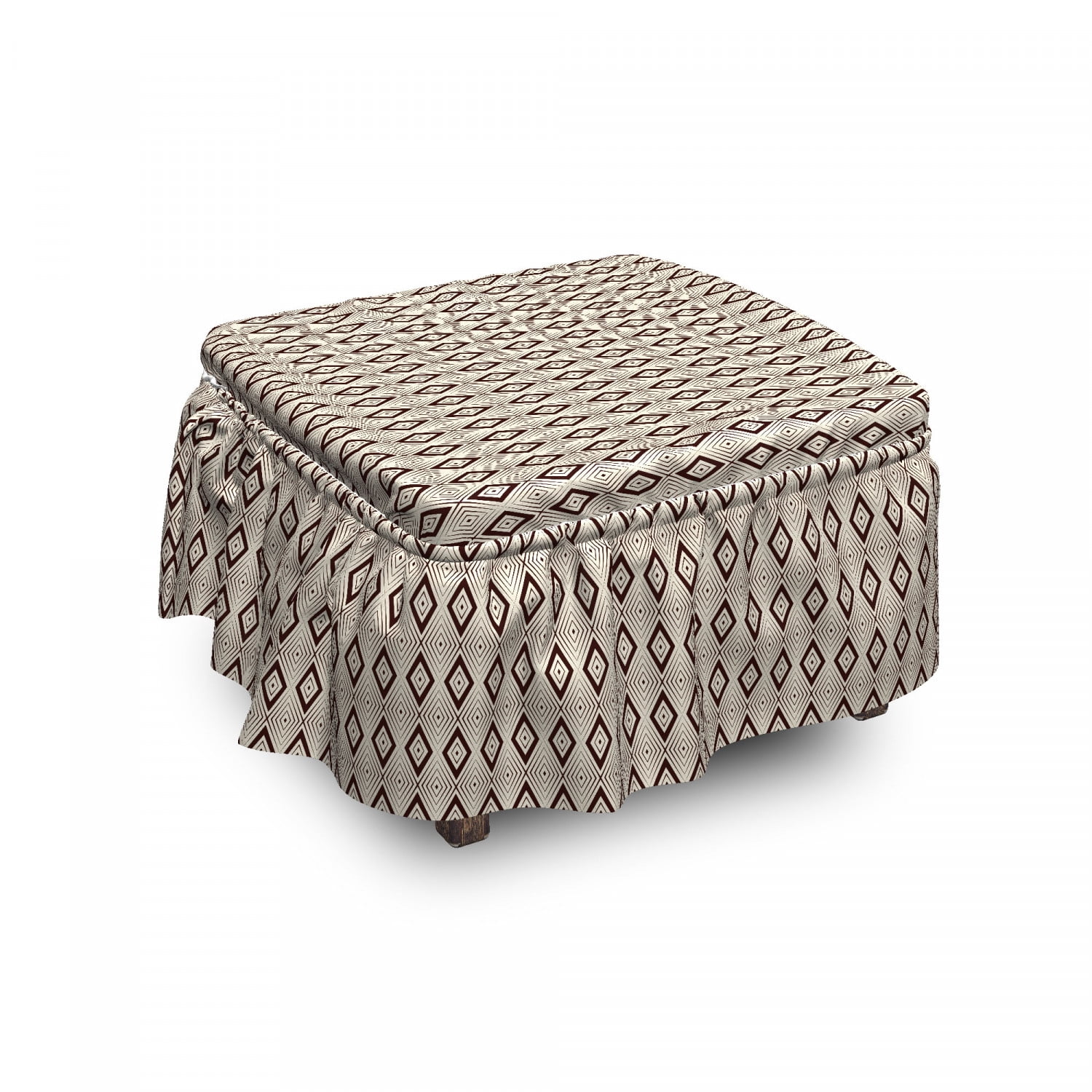 Abstract Ottoman Cover, Nested Rhombus, 2 Piece Slipcover Set with ...