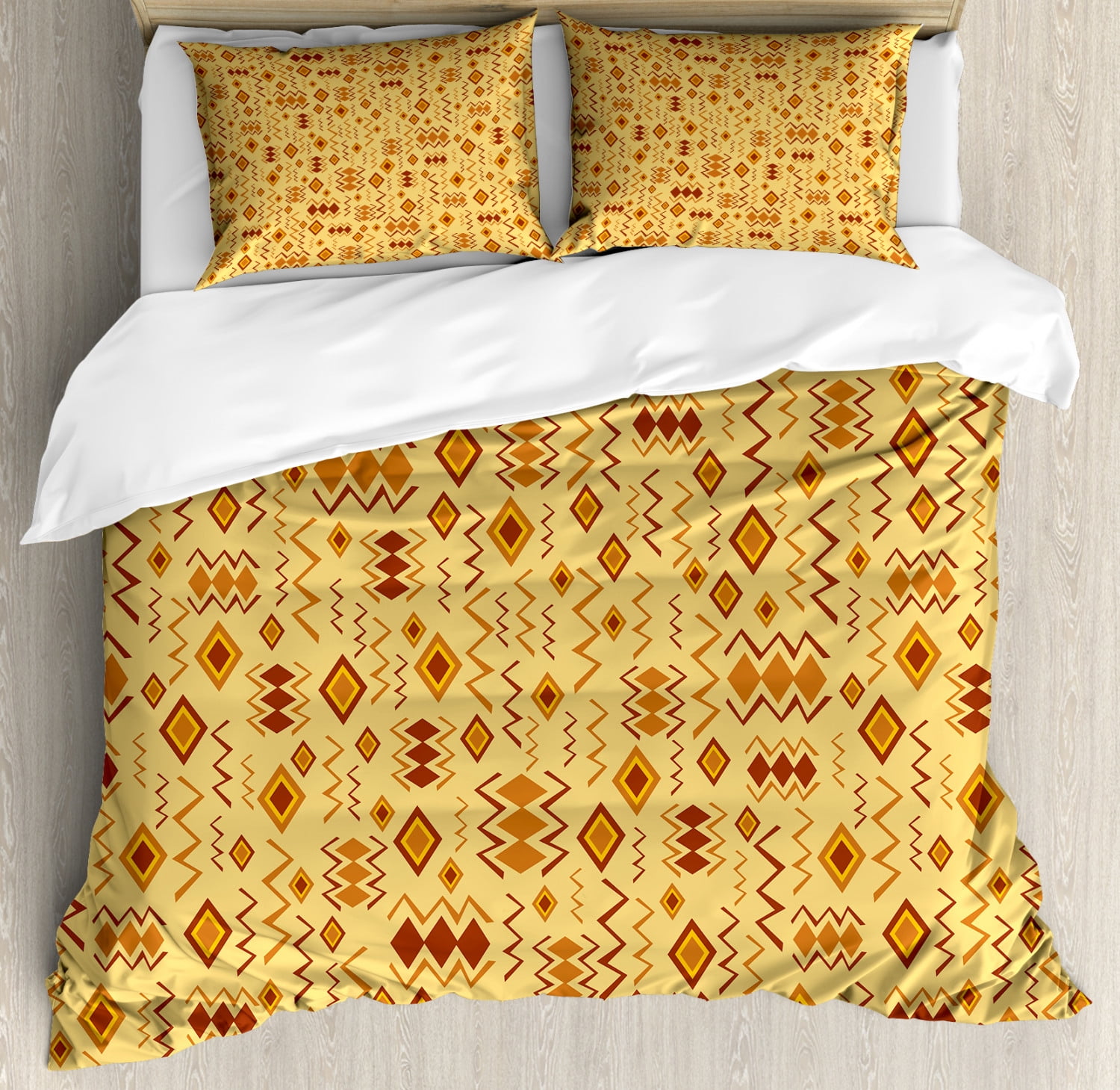 African Queen Size Duvet Cover Set, Tribal Random Doodles Pattern ...