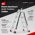 Lift Ladders 18’ Reach 5-in-1 Multi-Position and Extendable Aluminum ...