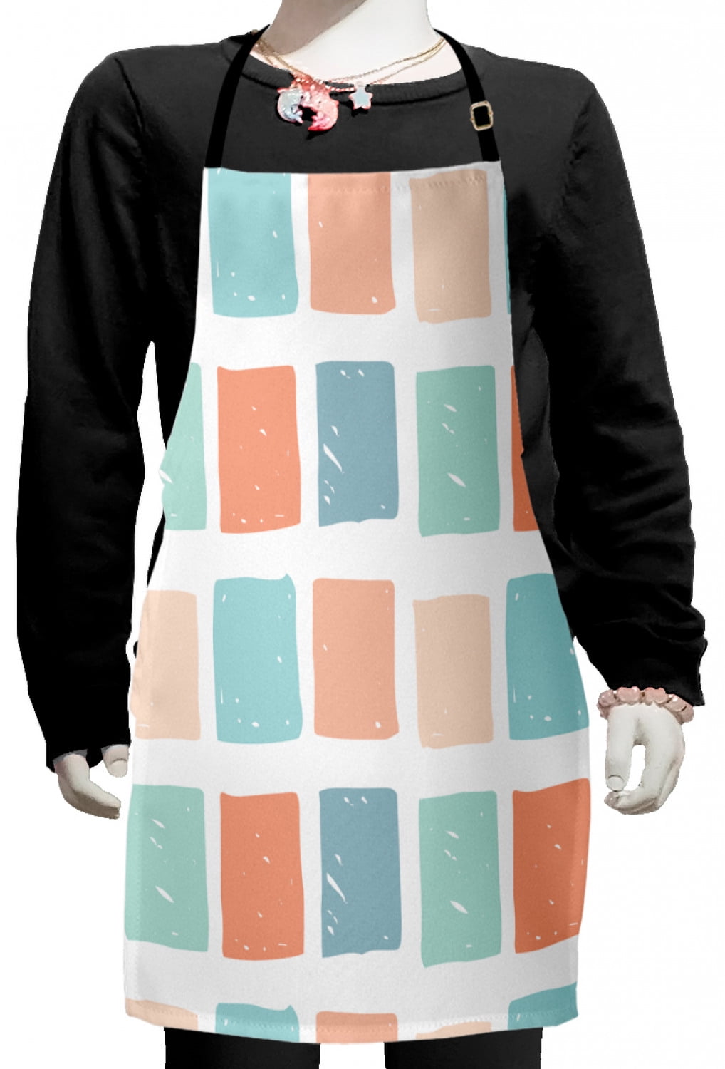 Colorful Kids Apron, Pale Colored Squares Mosaic Style Geometric Shapes ...