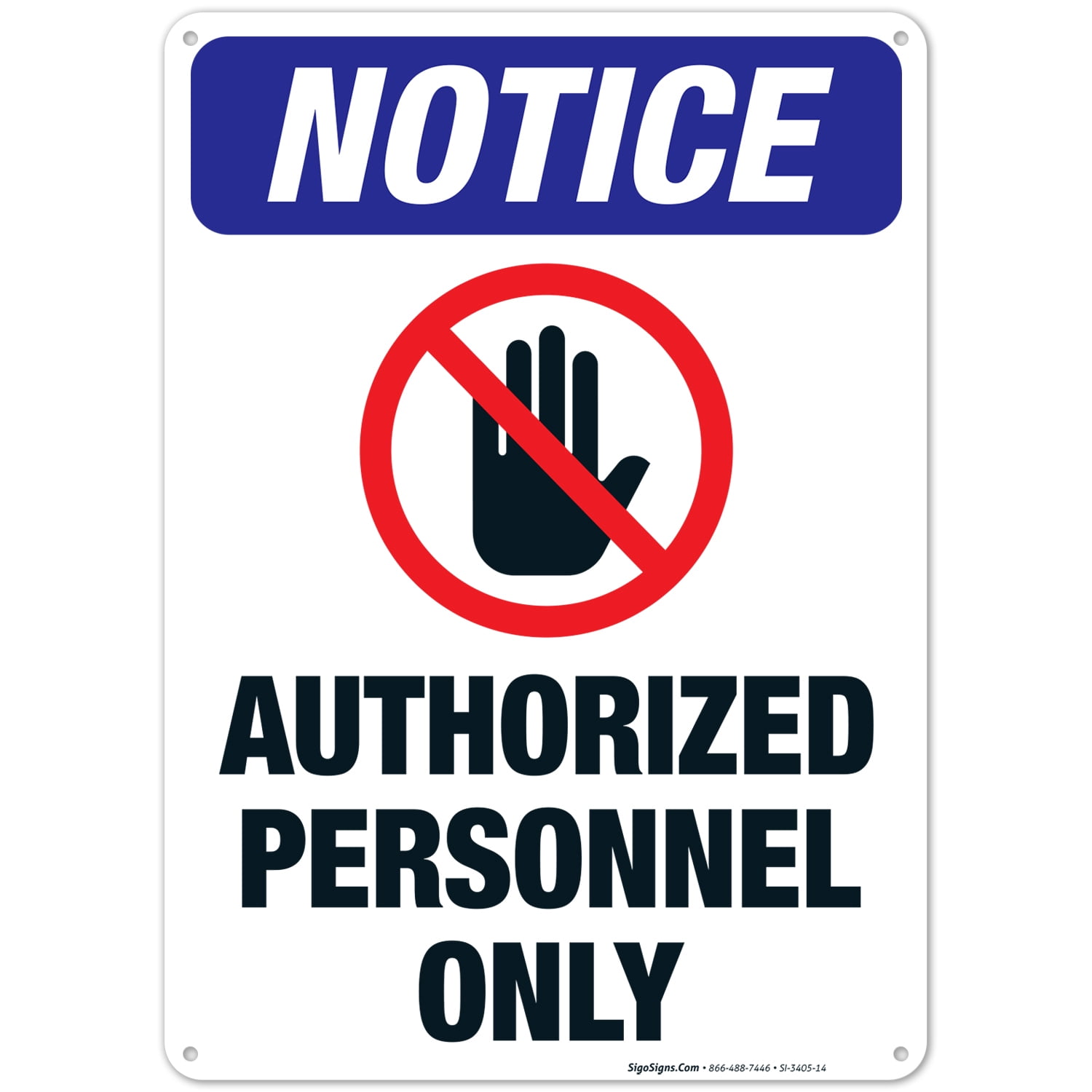 Notice Authorized Personnel Only With Black And Red Hand Warning Sign ...