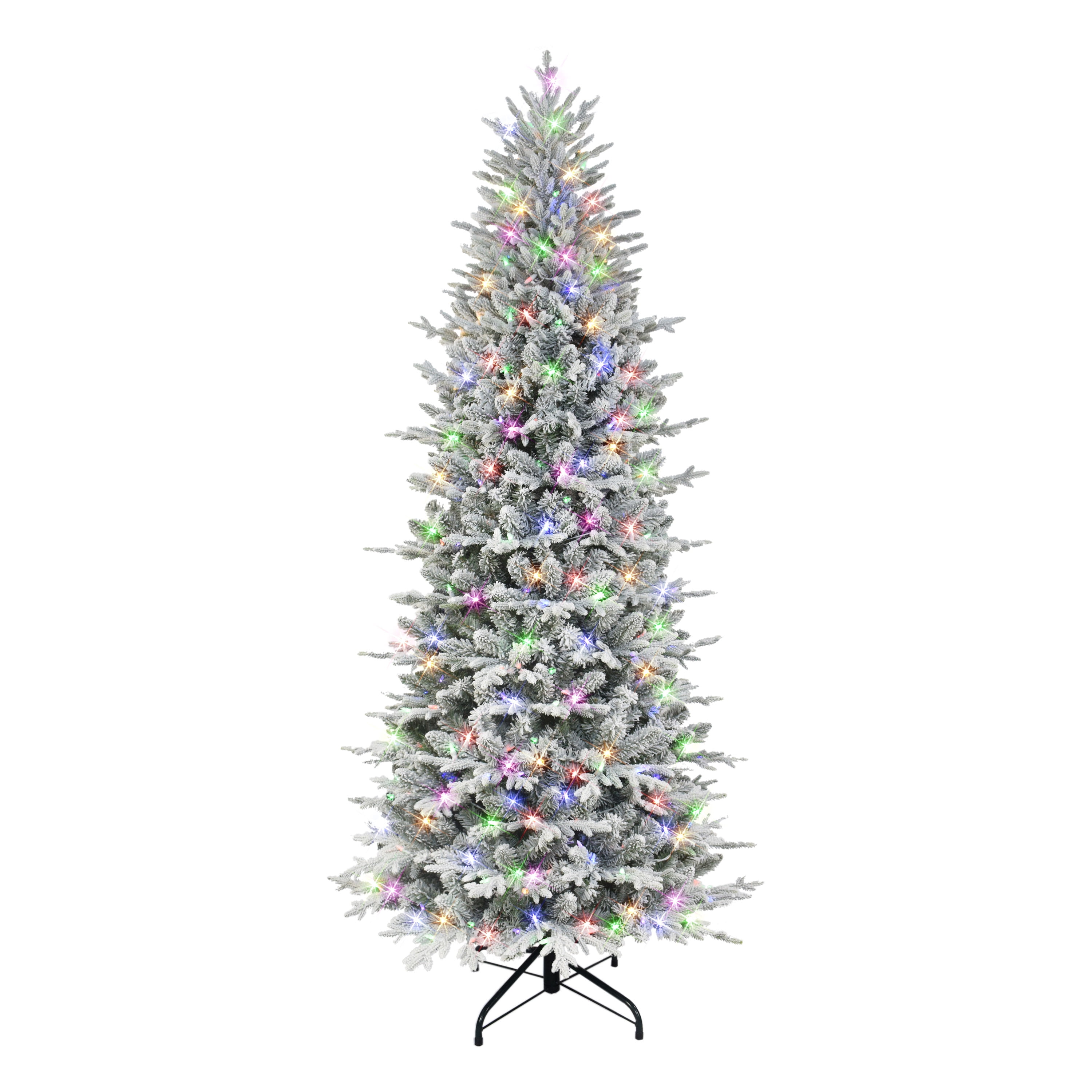 7.5 ft Pre-lit Slim Flocked Northern Fir PE/PVC Tree 2365 Tips 400 ...