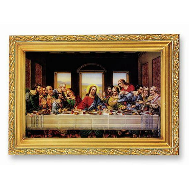 Last Supper Picture Framed Wall Art Decor, Small, Antique Gold-Leaf ...