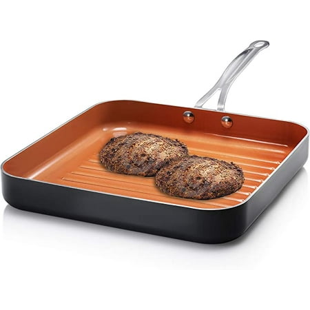 Gotham Steel Grill Pan – 10.5” Square Aluminum Grill Pan with Nonstick ...