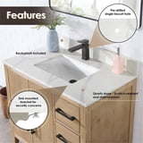 Laurel 36" Wood Vanity in Weathered Fir Calacatta White Quartz Top no ...