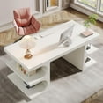 Finmind Modern Wood Executive Desk - 62" Large Home Office Desk with ...