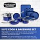 Granite Stone Classic Blue 15 Piece Pots and Pans Set, Nonstick ...