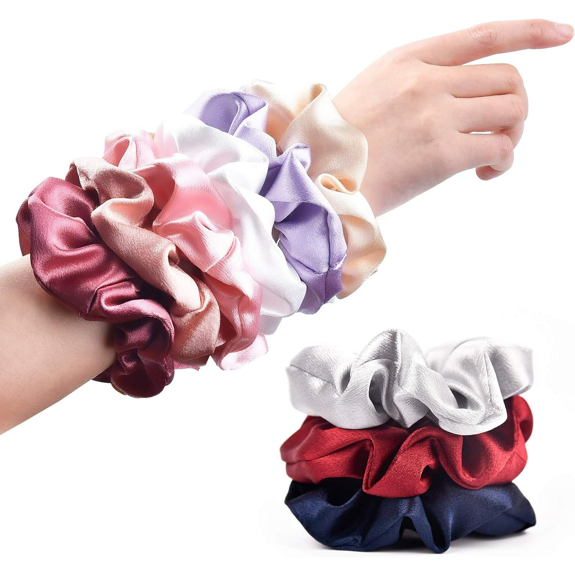 Click here for Ghsdfbb Pink Satin Silk Scrunchies For Hair Big Sc... prices