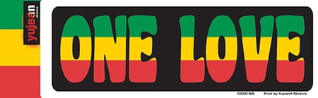 ONE LOVE STICKER - One Love in Green Yellow & Orange Weather Resistant ...