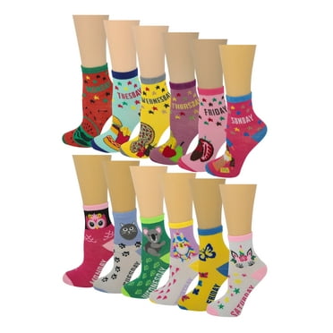 TeeHee Girls Toddler Kids Socks Cute and Fun Cotton Crew Socks 18 Pair ...