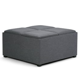 WyndenHall Elliot Coffee Storage Ottoman Distressed Brown Faux Leather 36 x36 x16.5