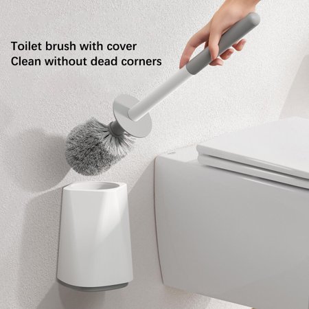 Maoww Wall Mount Toilet Brush Holder Set Cleaning Tool 360 Degree Scrub ...