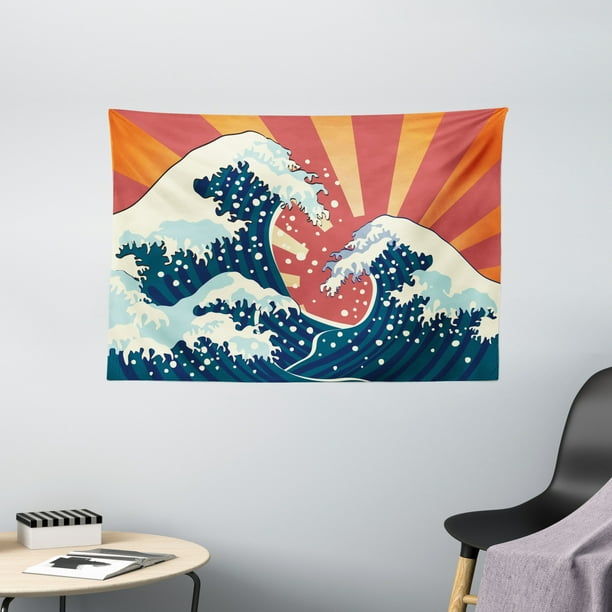 Japanese Wave Tapestry, Japanese Painting Style Summer Seasonal ...