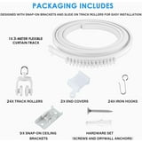 DERCLIVE Flexible Ceiling Curtain Track System, Bendable 3m/9.8ft Kit ...