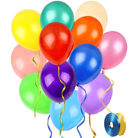 100 Pack Assorted Color Balloons，12 Inches Rainbow Colorful Balloons ...