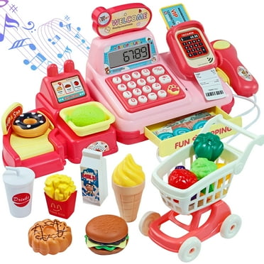 Supermarket Play Set Plastic Toy Cash Register, Calculator Shop 48 Pcs ...