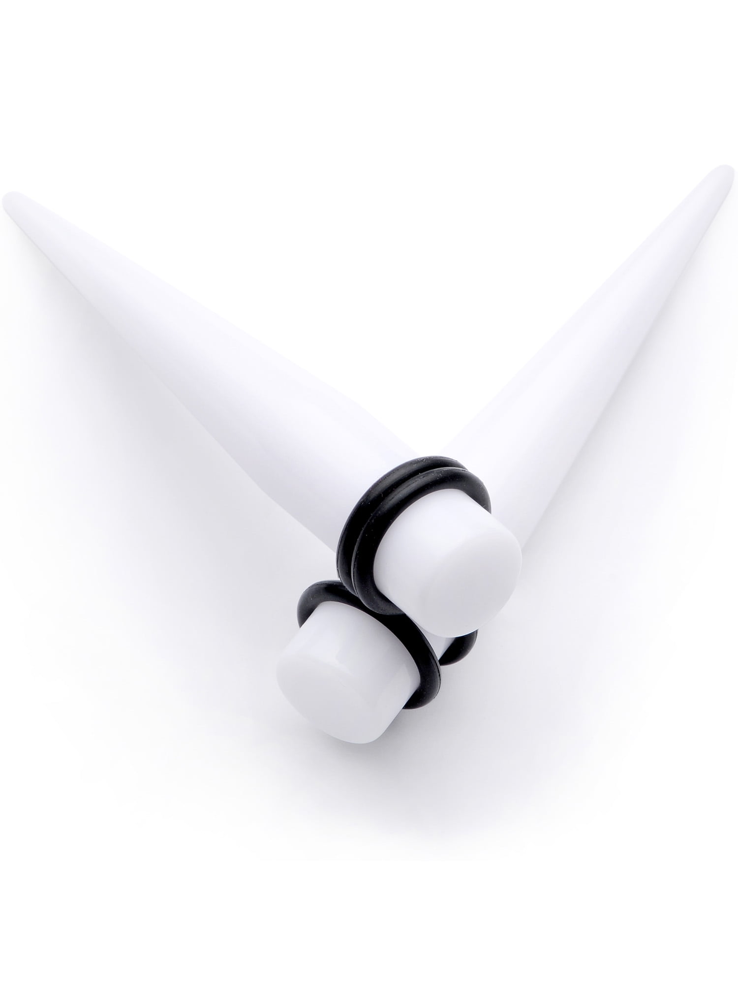 Body Candy 00G 2Pc Unisex Ear Expanders White Acrylic Straight Taper ...