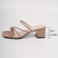 Bkhluea Women Rhinestone Crisscross Strap Square Toe Block Heel Sandals ...