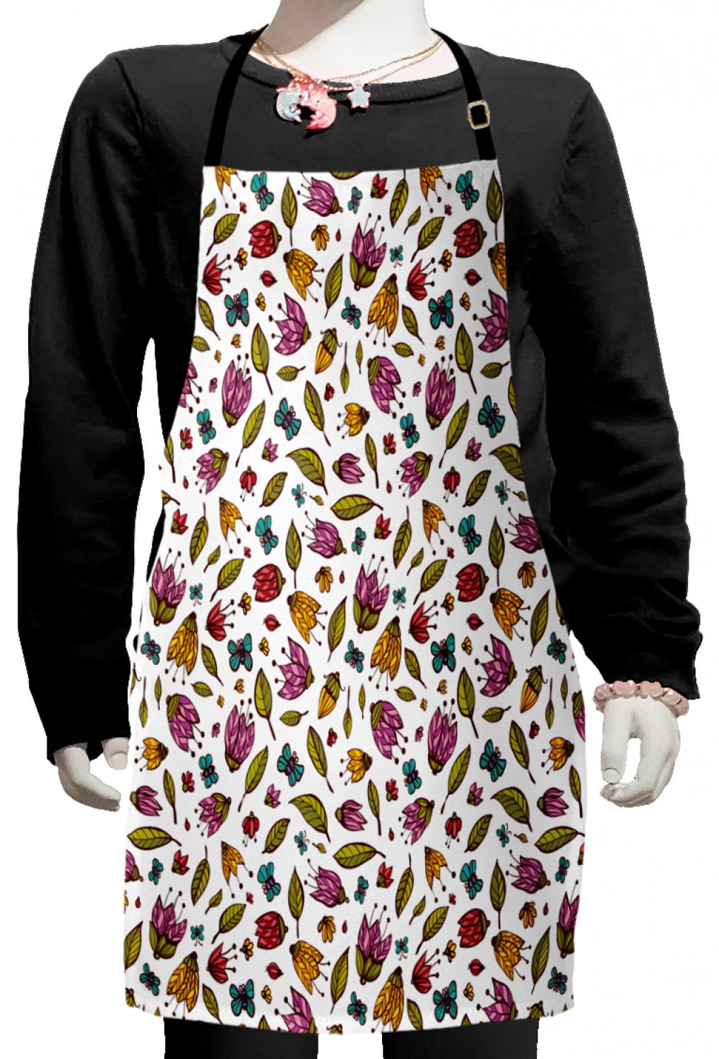 Colorful Kids Apron, Ornamental Floral Motifs and Butterflies ...