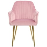 Velvet Upholstered Accent Arm Chairs, Set of 2, Pink with Golden Legs ...