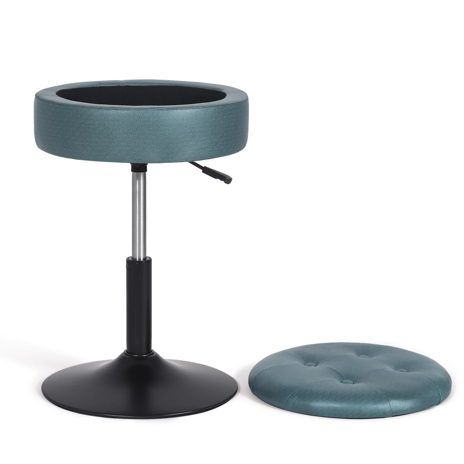 Homebeez Storage Ottoman Vanity Stool,360°Swivel Height Adjustable Foot ...