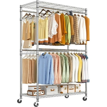BENTISM Z-Truck Adjustable Metal Clothing Rack with Movable Wheels ...