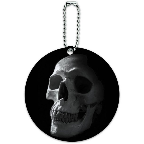 Human Skull Skeleton Head Round Luggage ID Tag Card for Suitcase or ...