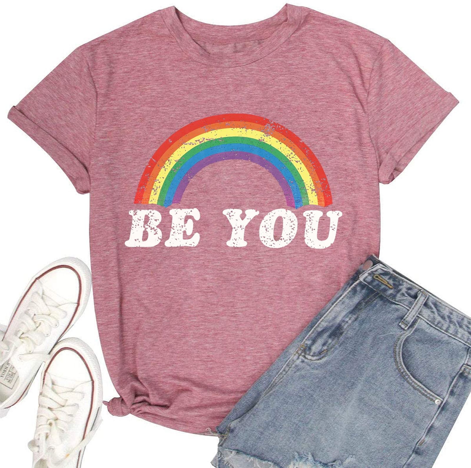 Rainbow Shirt Women Pride Shirt Rainbow Graphic Tees Shirts Letter ...
