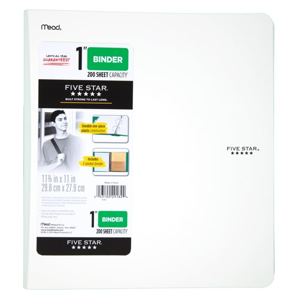 Five Star 1 Inch Poly Binder, White/Cream, 1 Count - Walmart.com ...
