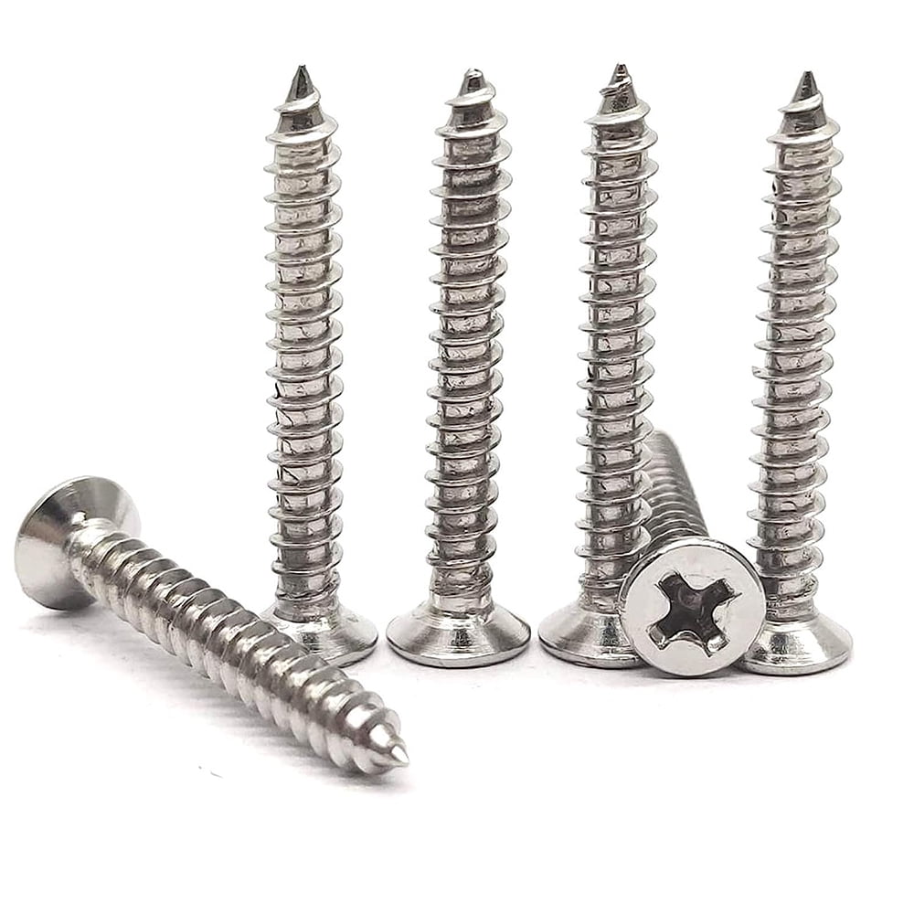 50Pcs M3x30mm Phillips Flat Head Self Tapping Wood Screws,304 Stainless ...