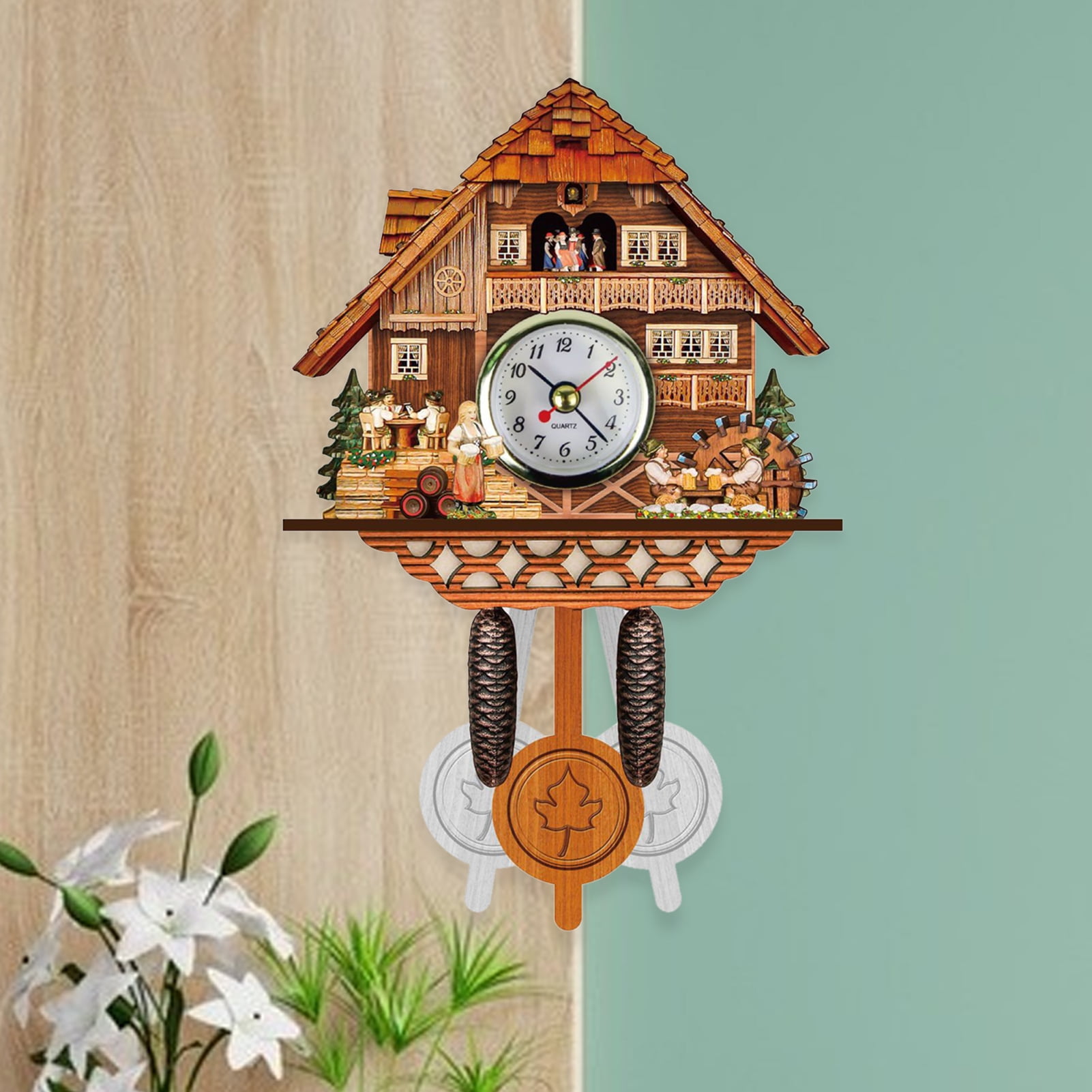 SPRING PARK Wooden Wall Clock Precise Decorative Nordic Style Antique ...