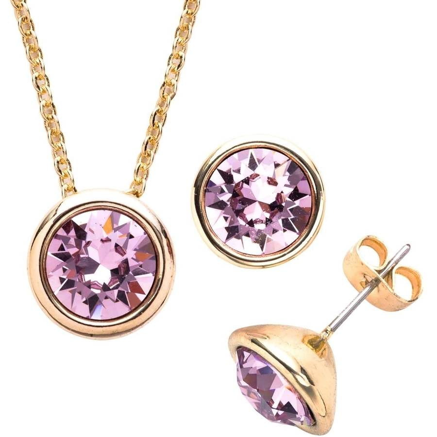 Swarovski Crystal 14kt Gold-Plated Necklace and Earring Set, Available ...