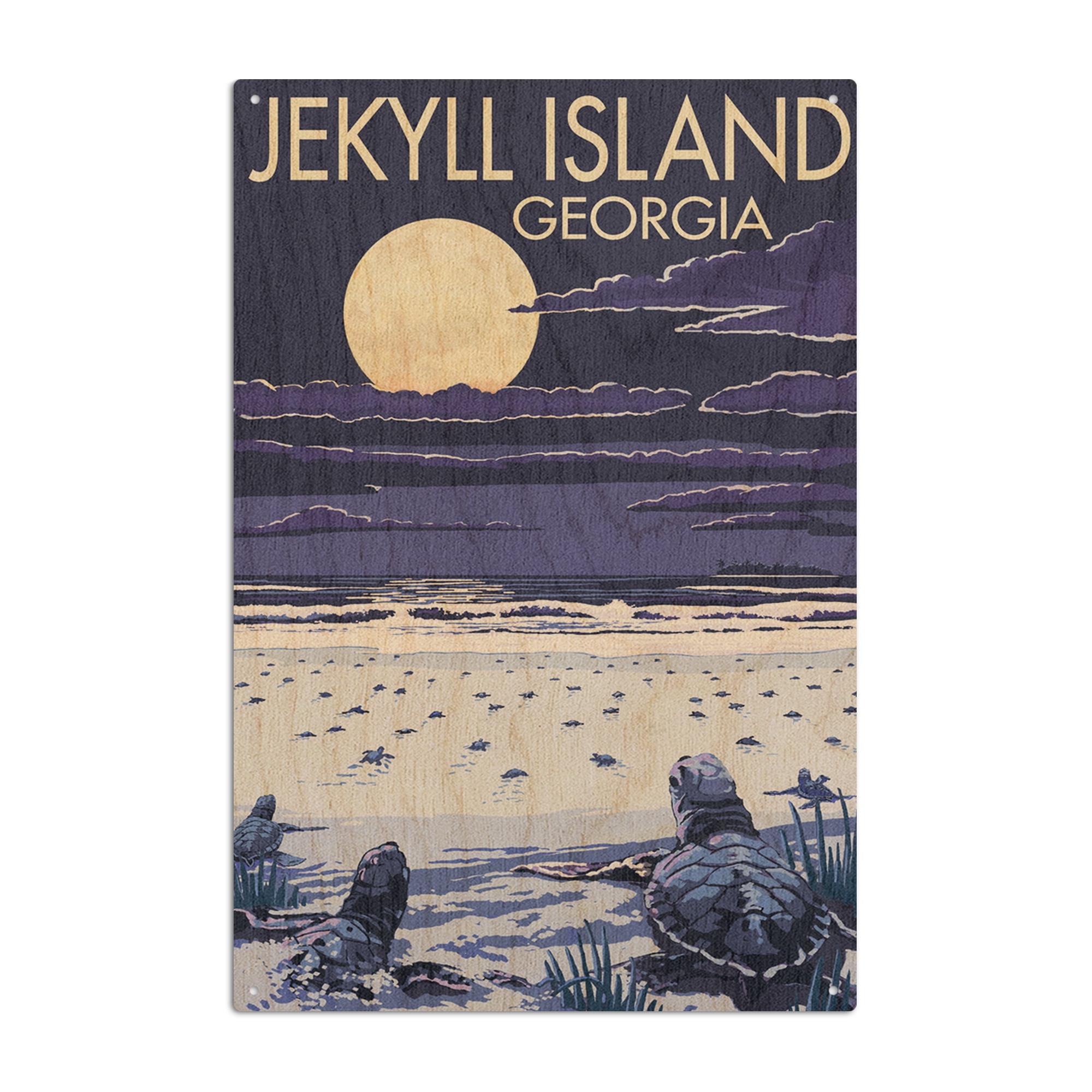 Jekyll Island, Georgia, Turtles Hatching Birch Wood Wall Sign (6x9 ...