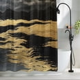 Abstract Landscape Shower Curtains for Bathroom, Black Mountains Gold ...