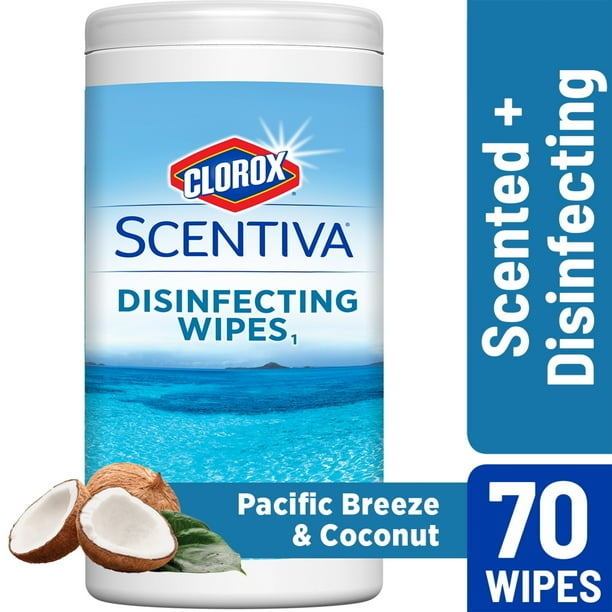 Clorox Scentiva Disinfecting Wipes, Pacific Breeze & Coconut - 70 ct ...